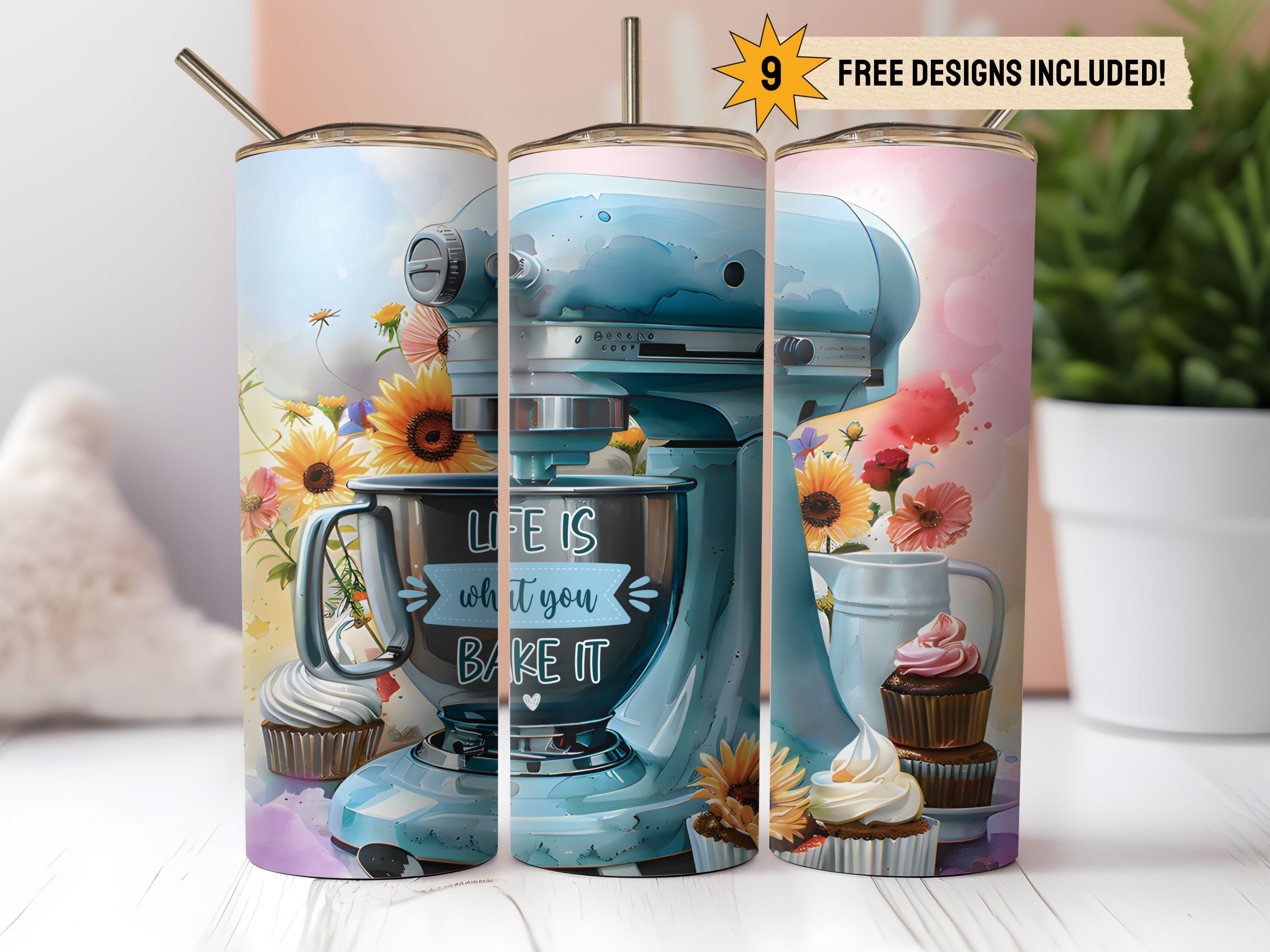 Baking 20oz Skinny Tumbler Wrap PNG Sublimation Digital Download ...
