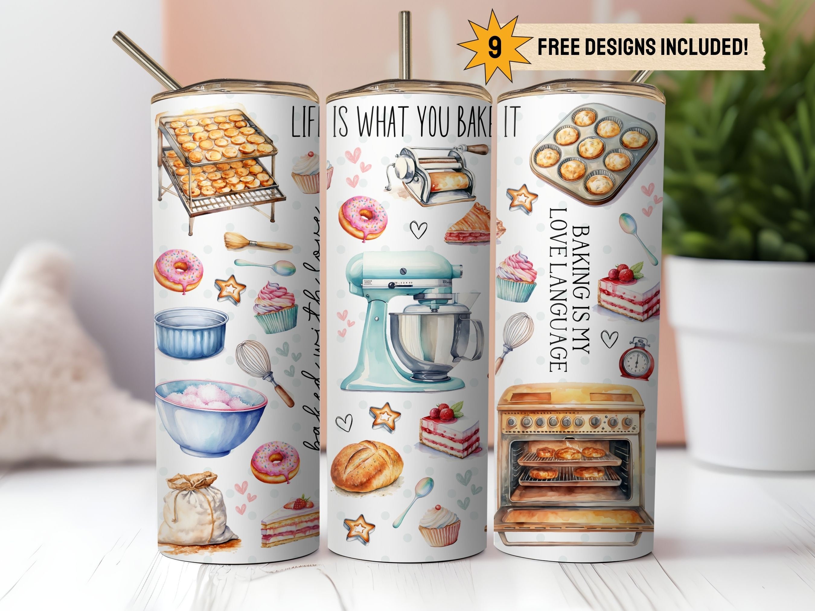 Baking 20oz Skinny Tumbler Wrap PNG Sublimation Digital Download ...