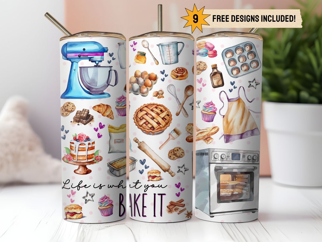 Baking 20oz Skinny Tumbler Wrap PNG Sublimation Digital Download ...