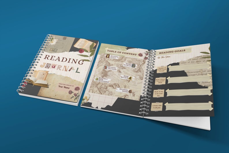 Vintage Reading Journal Printable: Scrapbook Style Book Tracker (PDF ...