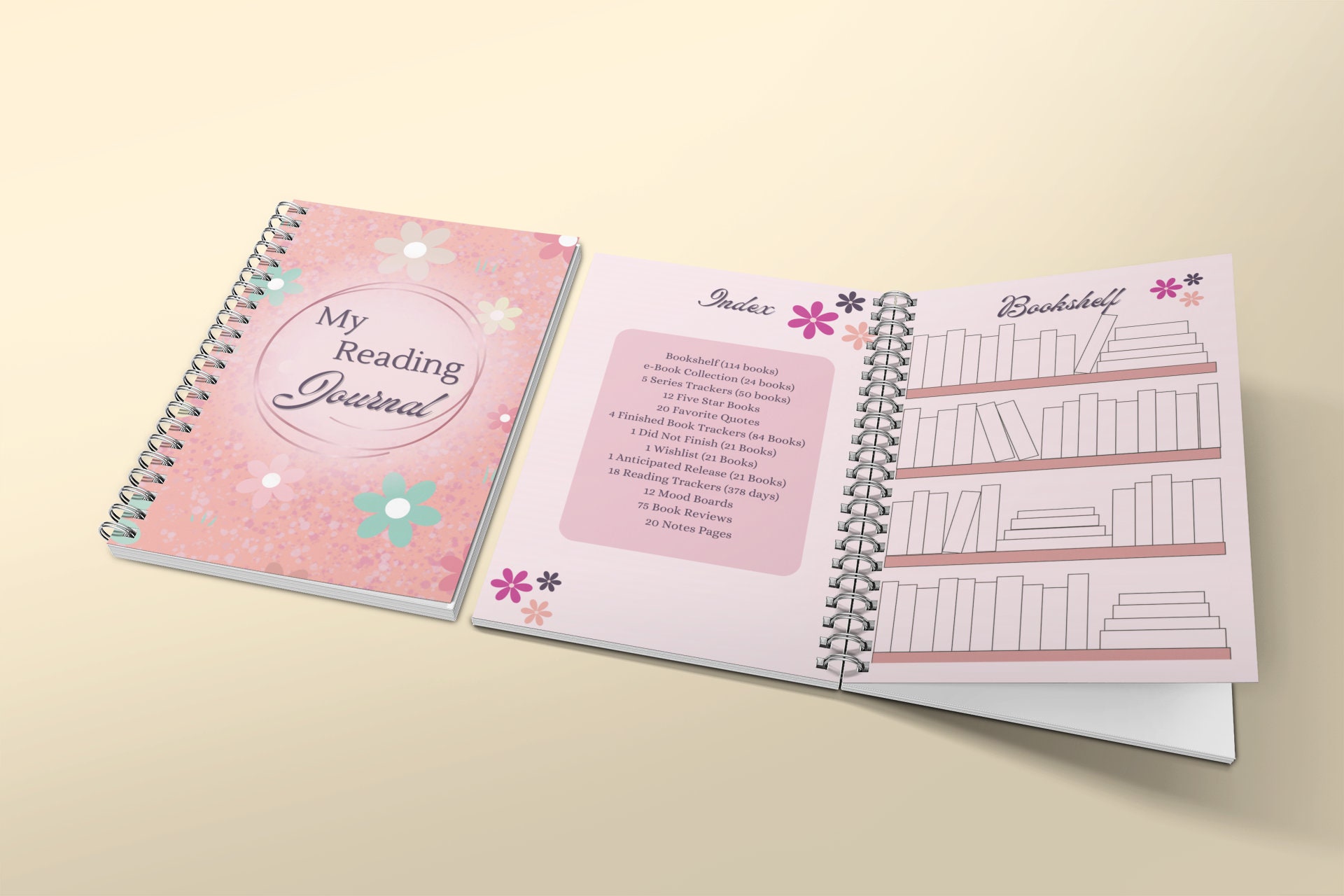 Retro Flowers Reading Journal Printable, Digital Printable Journal - Etsy