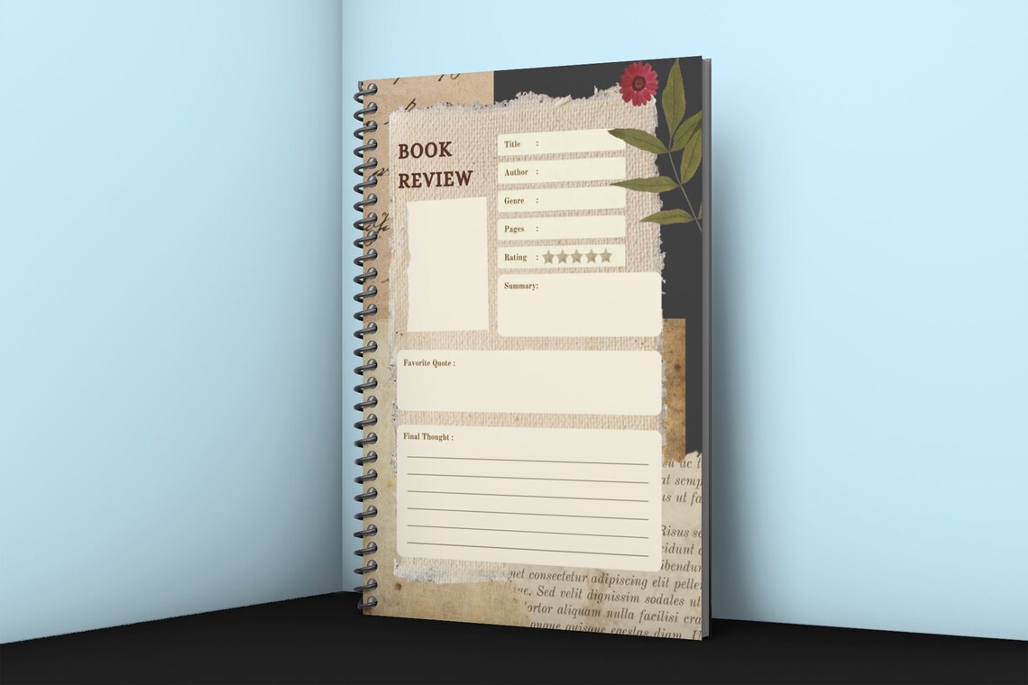 Vintage Reading Journal Printable: Scrapbook Style Book Tracker (PDF ...