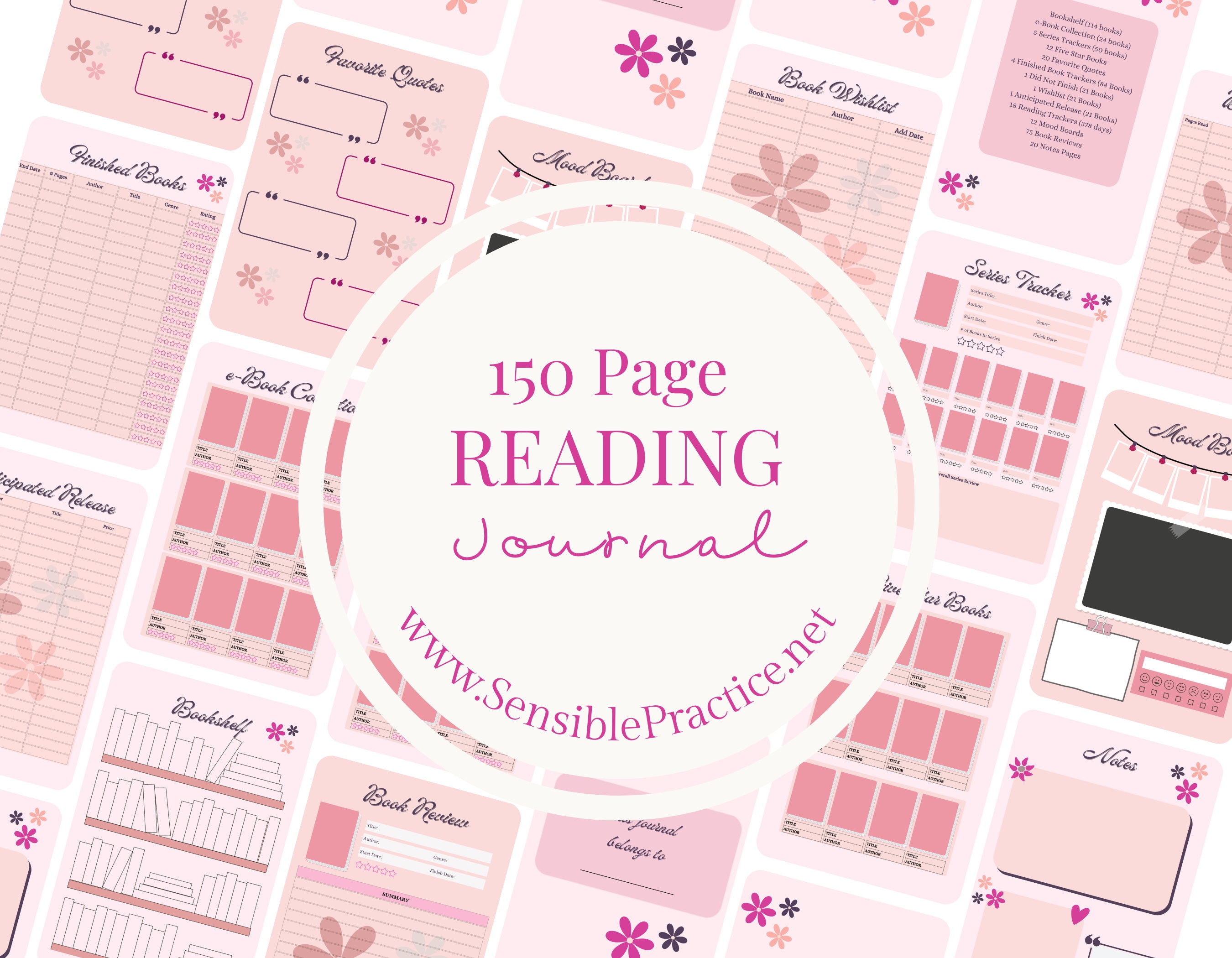 Retro Flowers Reading Journal Printable, Digital Printable Journal - Etsy