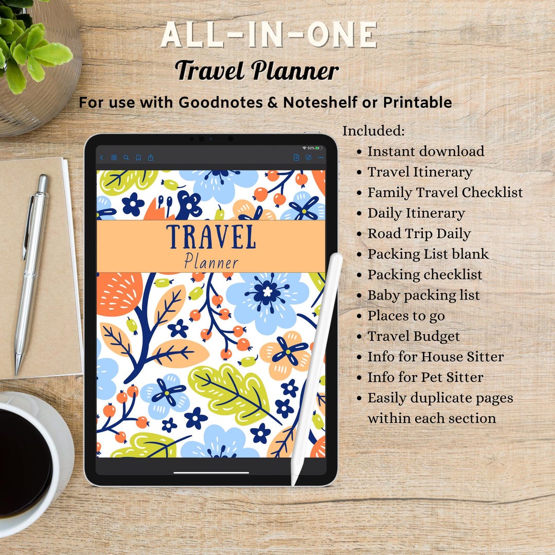 Digital Colorful Travel Planner, Downloadable, Printable, Goodnotes ...