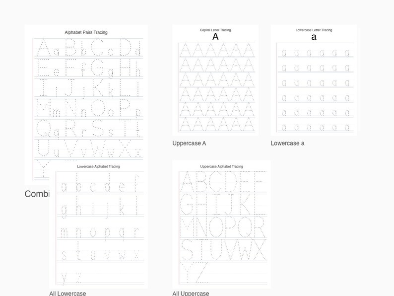Alphabet Letter Tracing Worksheets A-Z, Uppercase Lowercase Printable ...