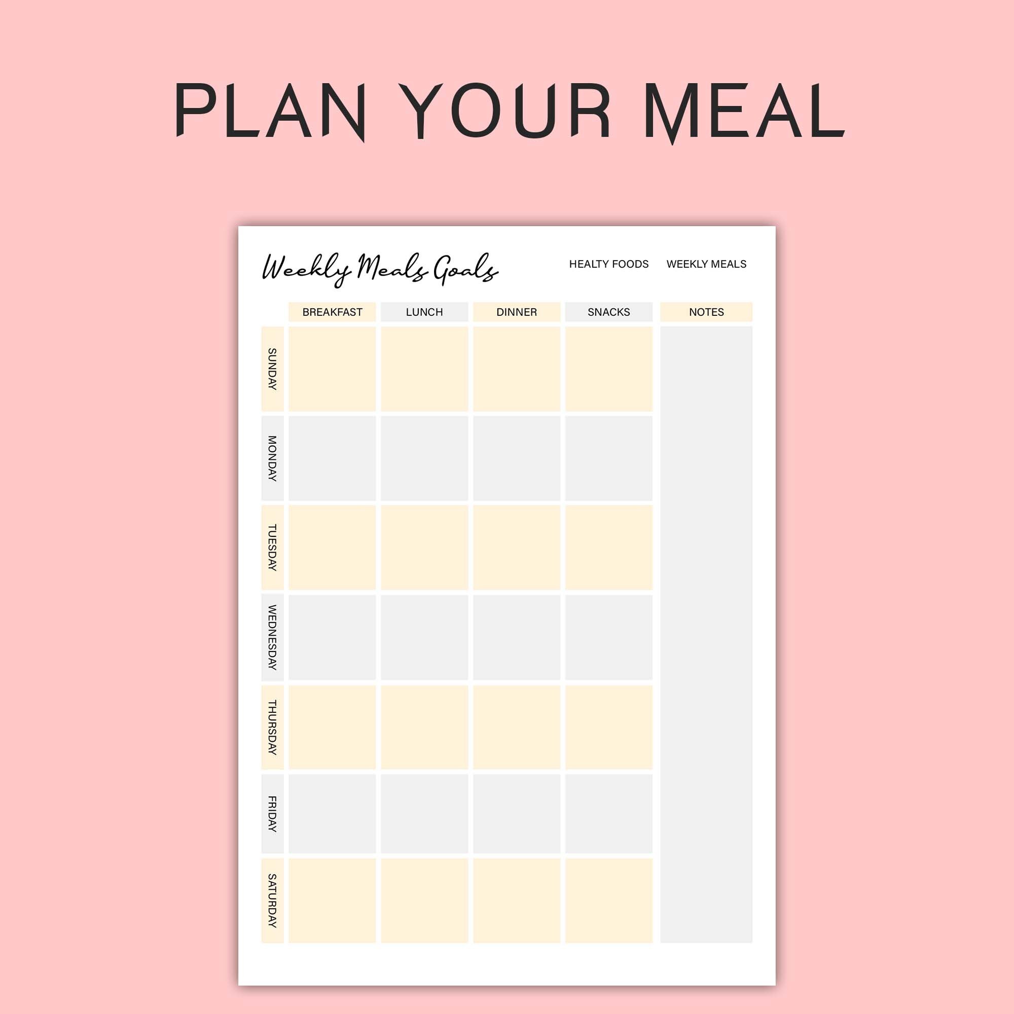 Comprehensive Editable Meal Planner, Weekly Meal Menu Planner, Food ...