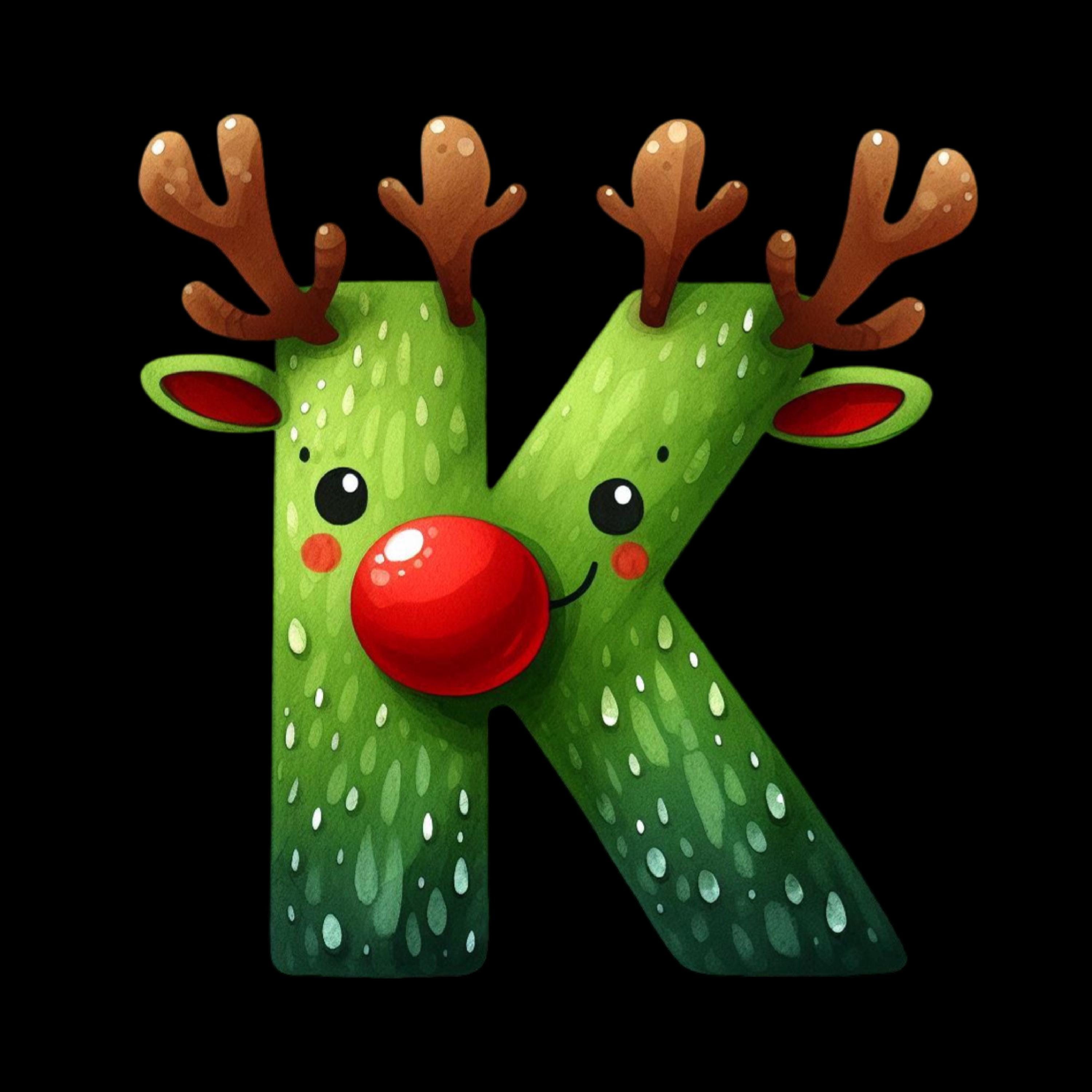 Christmas Reindeer Alphabet Clipart Bundle: Festive PNG Font (digital ...
