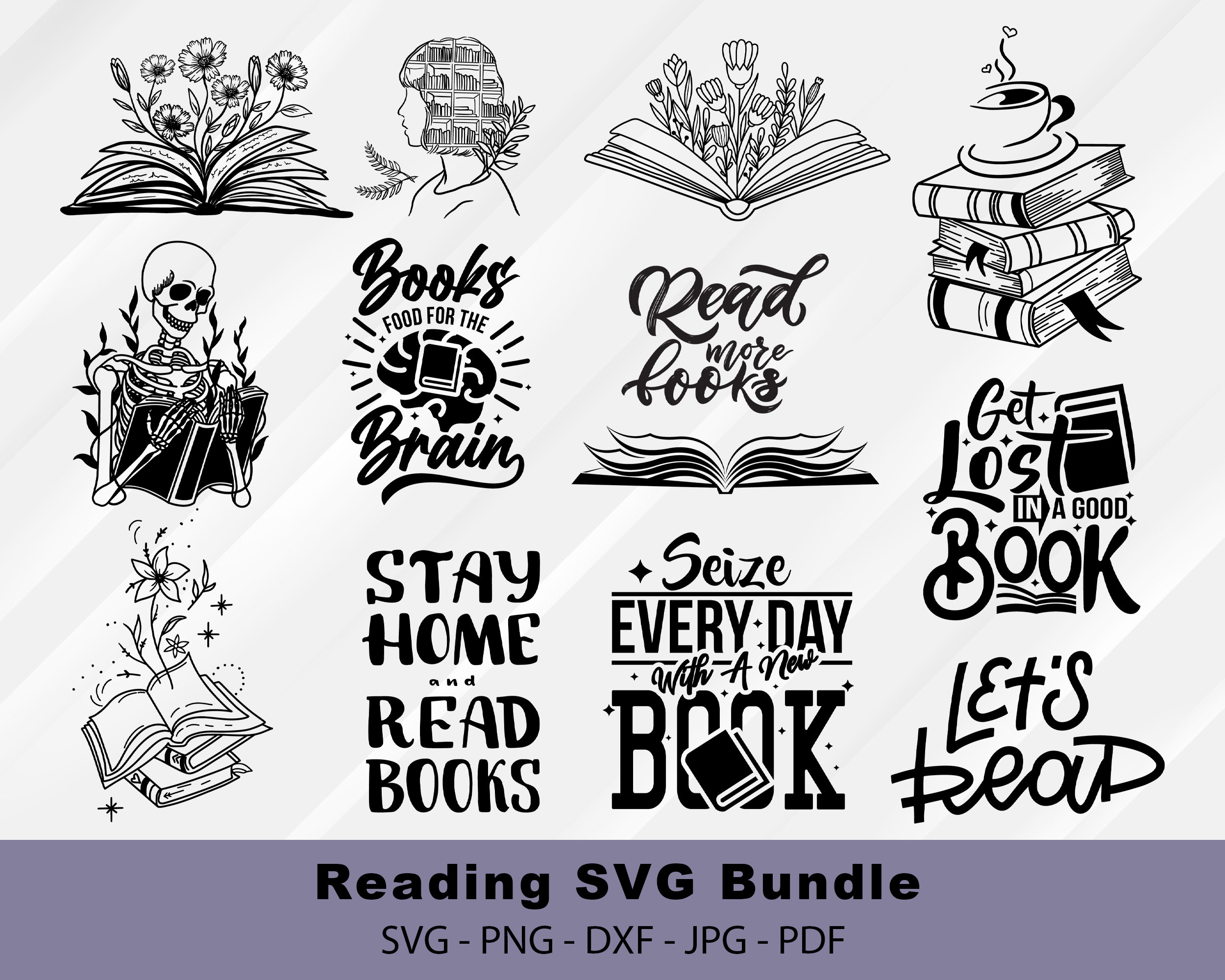 Reading Quotes Svg Bundle, Book Lover Svg, Book Svg, Library Svg, Book ...