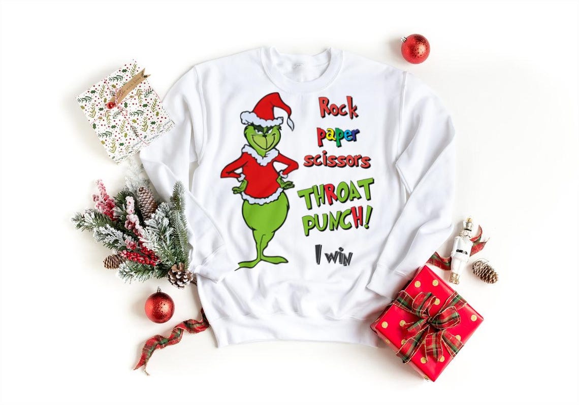 Rock Paper Scissors Throat Punch I Win PNG SVG, Funny Grinch Quote ...