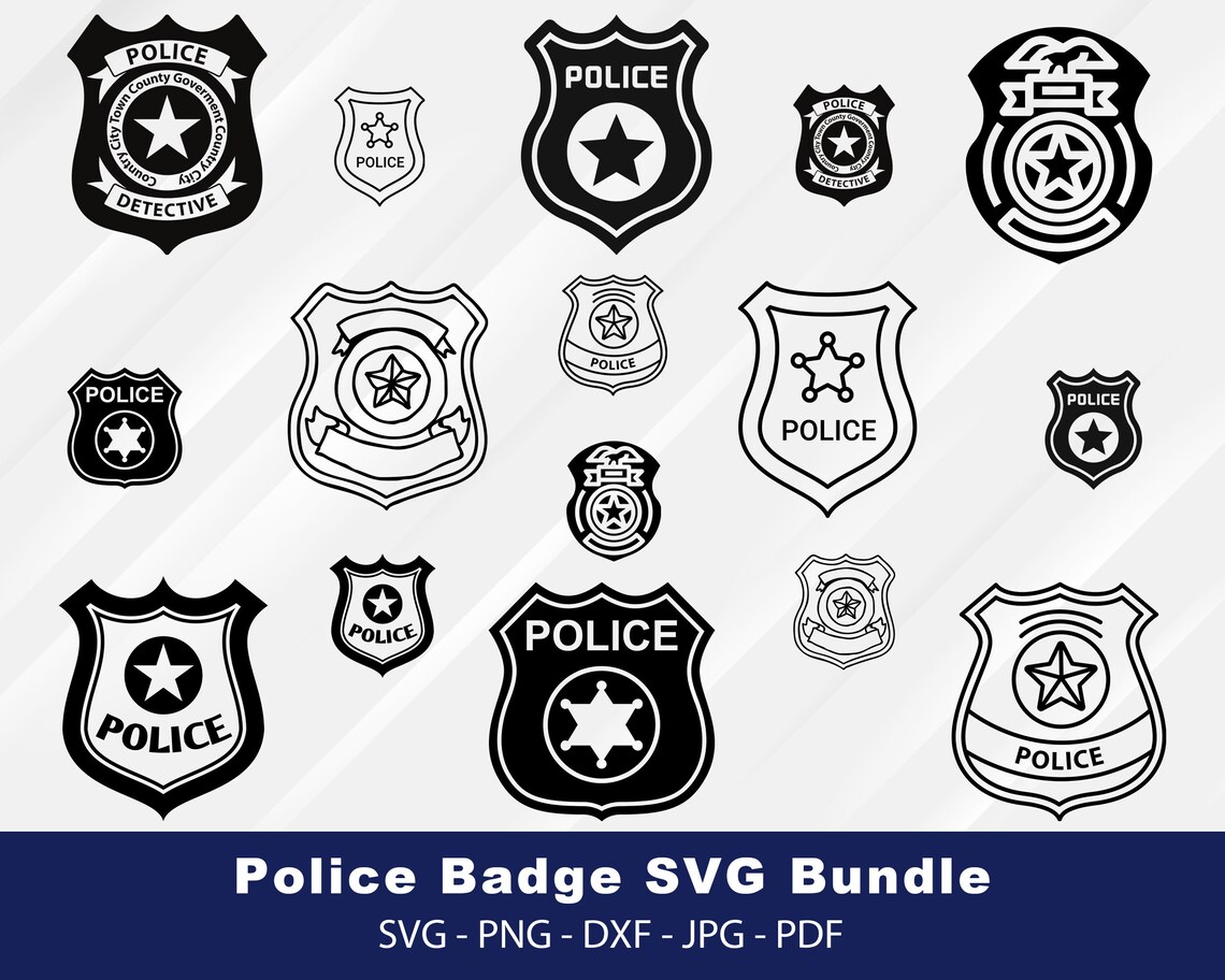 Police Badge Svg Bundle, American Police Badge Outline Svg Png ...