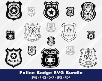 Police Badge Svg Bundle, American Police Badge Outline Svg Png, Security Badge Svg, Easy Cut ...