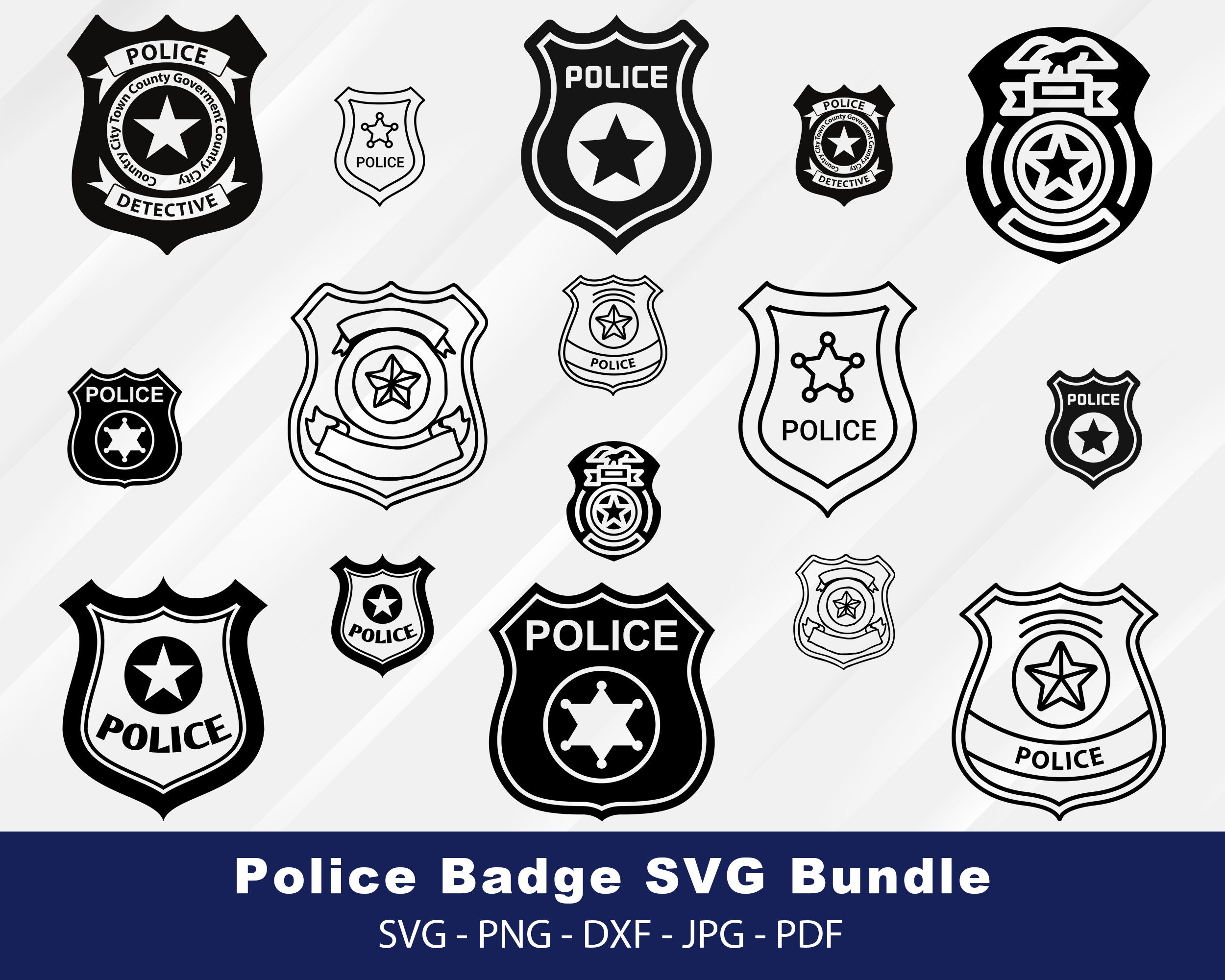 Police Badge Svg Bundle, American Police Badge Outline Svg Png ...