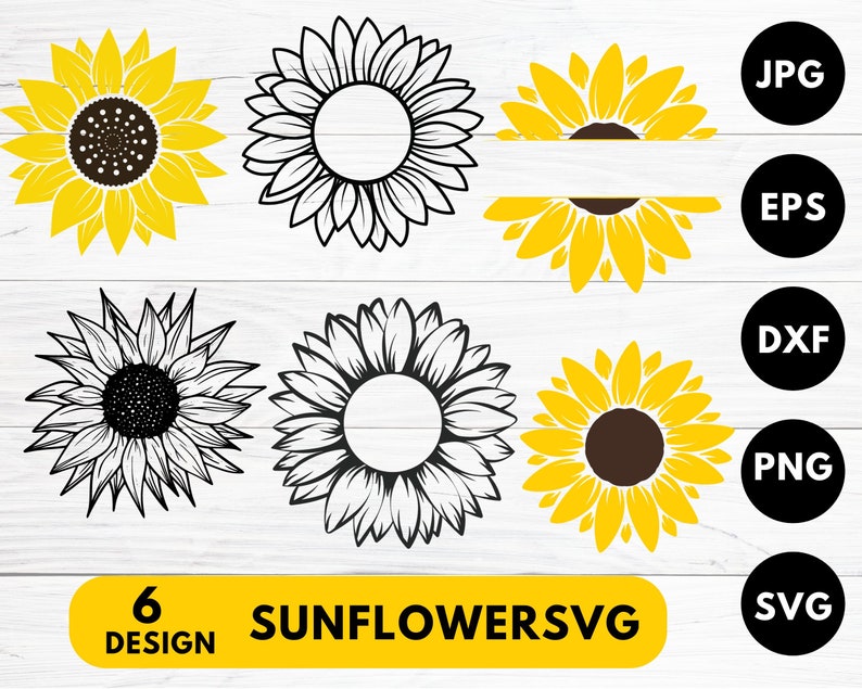 Sunflower Svg Bundle Sunflower Svg Flower Svg Monogram Svg
