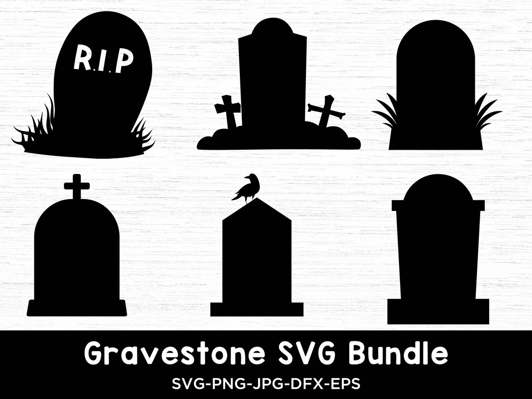 Gravestone SVG Clipart, Headstone Silhouette, Graveyard Cut Files ...