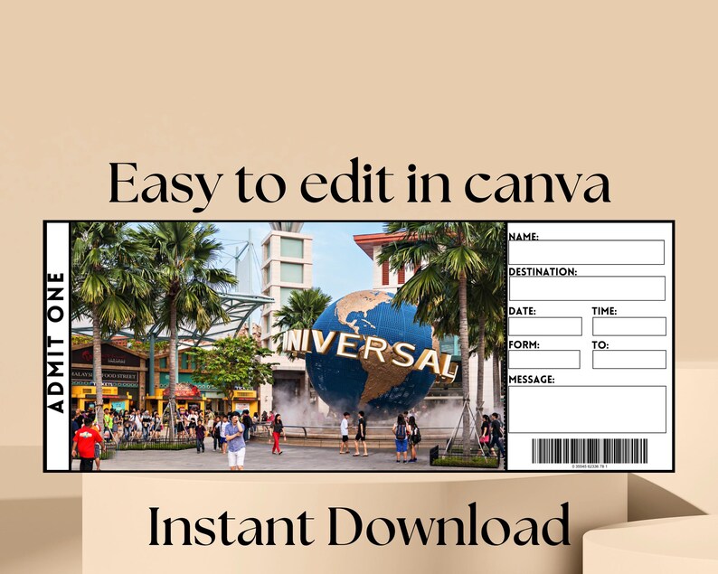 Universal Surprise Trip Ticket Template, Printable Boarding Pass (PDF ...
