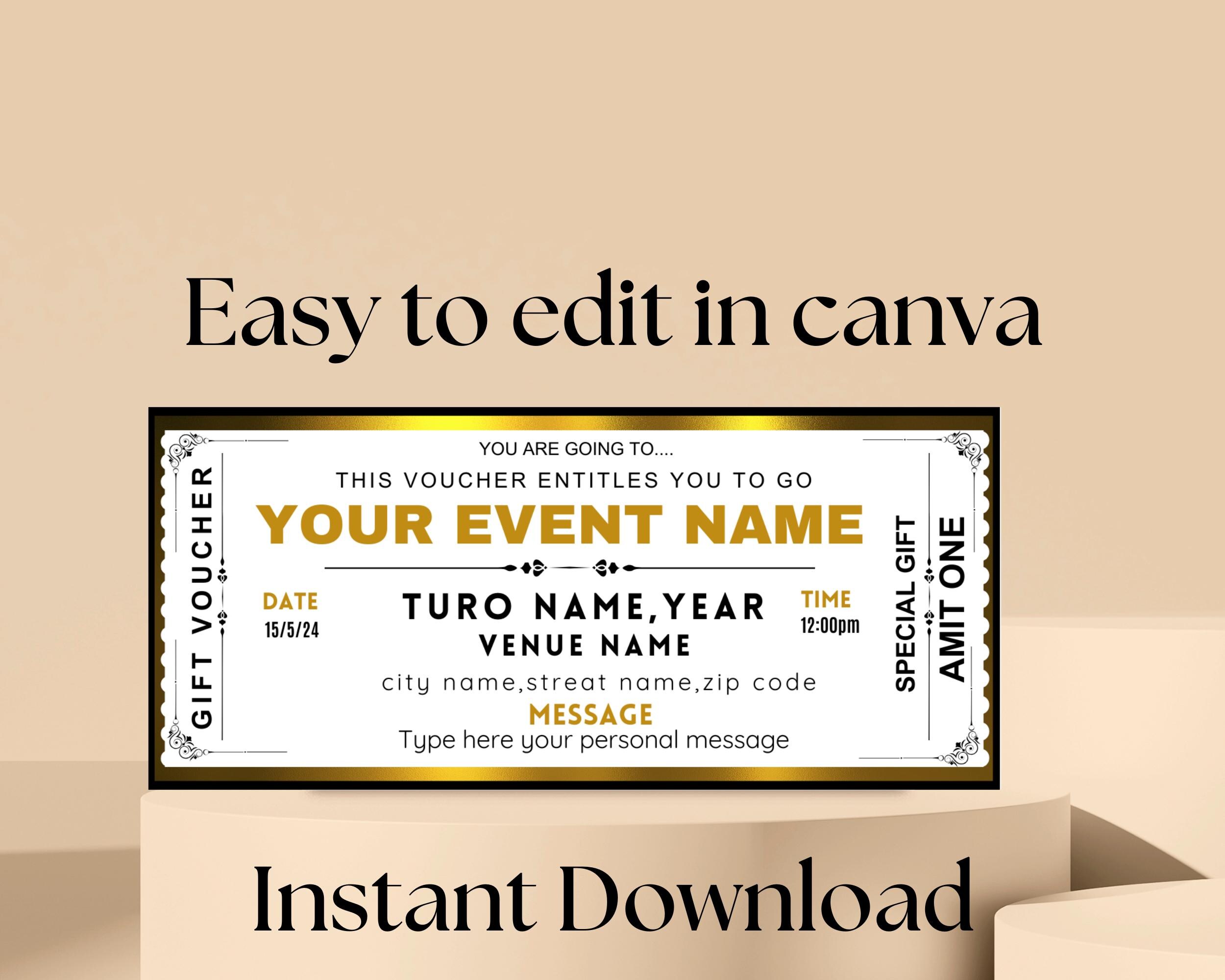 Event Ticket Template, Editable Event Ticket Template,printable Ticket ...