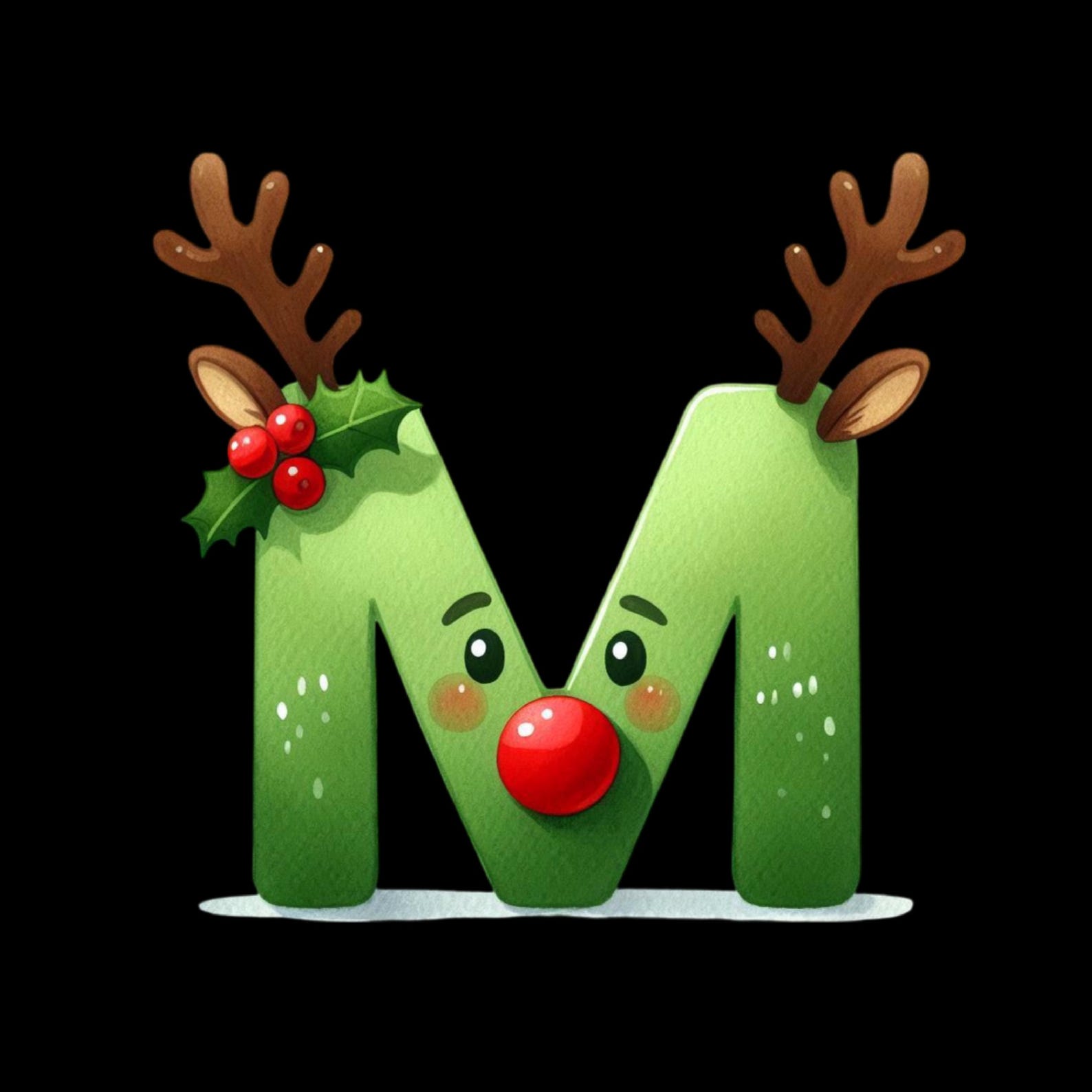 Christmas Reindeer Alphabet Clipart Bundle: Festive PNG Font (digital ...