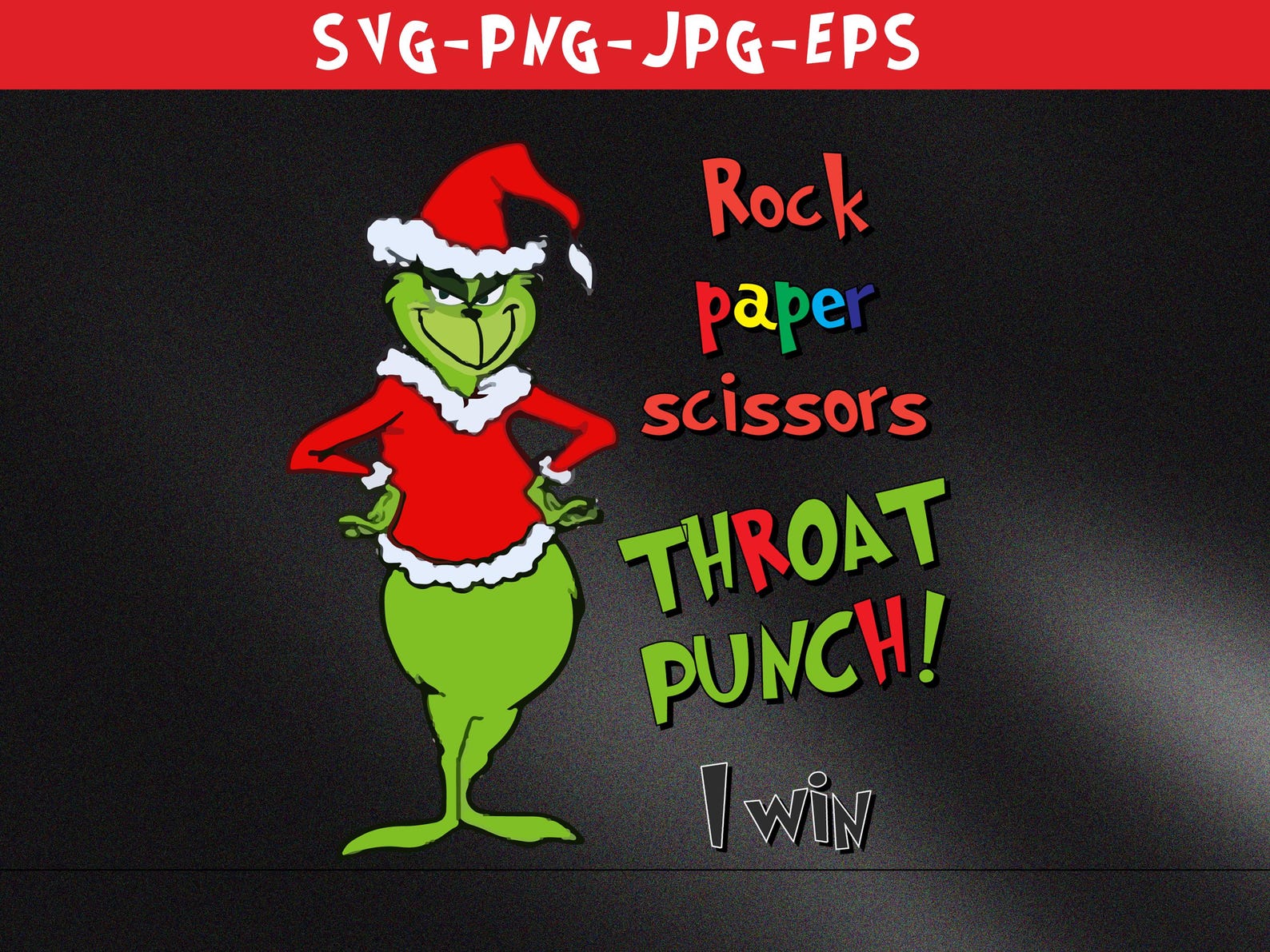 Funny Grinch Design: Rock Paper Scissors Throat Punch (PNG SVG) - Etsy