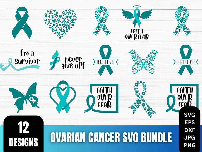 Ovarian Cancer Awareness SVG Bundle: Ribbon Designs (digital Download ...