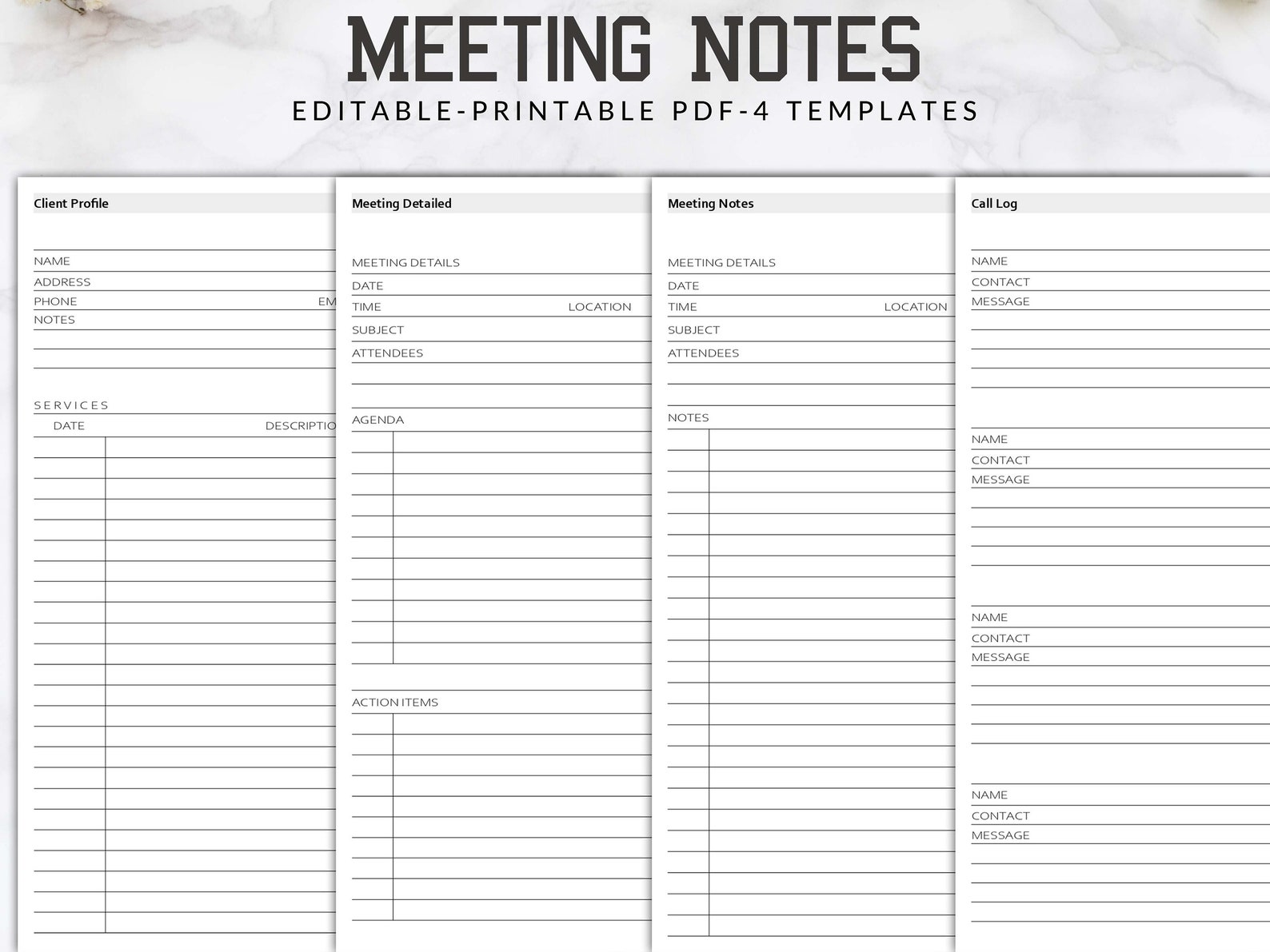 Editable Meeting Notes Template, Meeting Notes, Meeting Notes Tracker ...