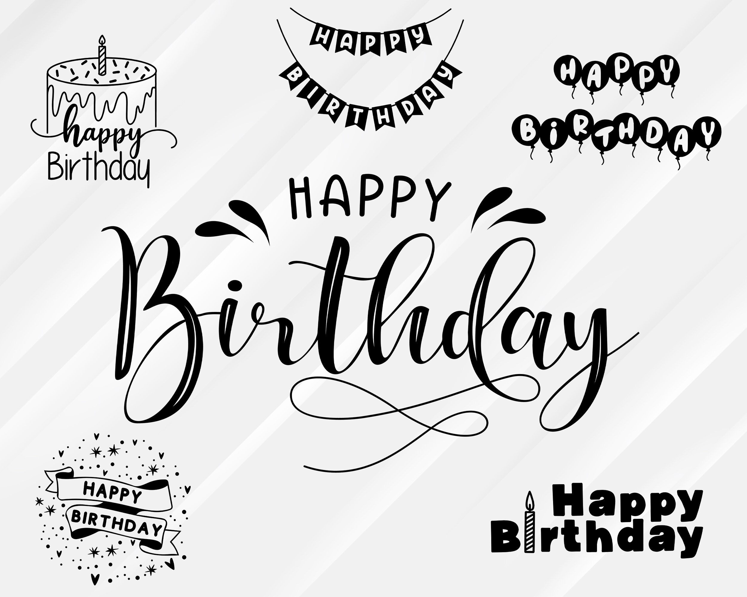 Happy Birthday Svg Bundle Birthday Clipart Happy Birthday Etsy