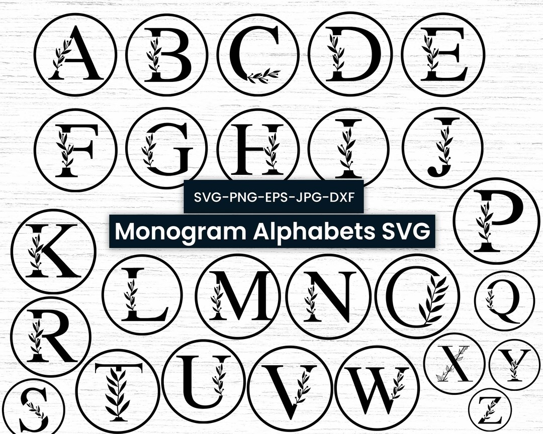 Floral Monogram SVG Bundle, Split Letter, Flourish Alphabet (digital ...