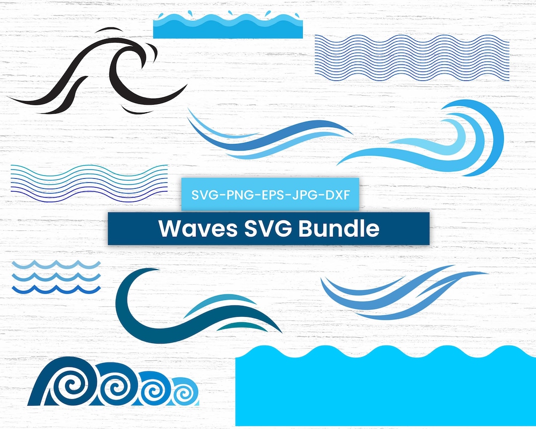 Wave Bundle SVG, PNG, JPG, Digital Cut File, Commercial Use, Instant ...