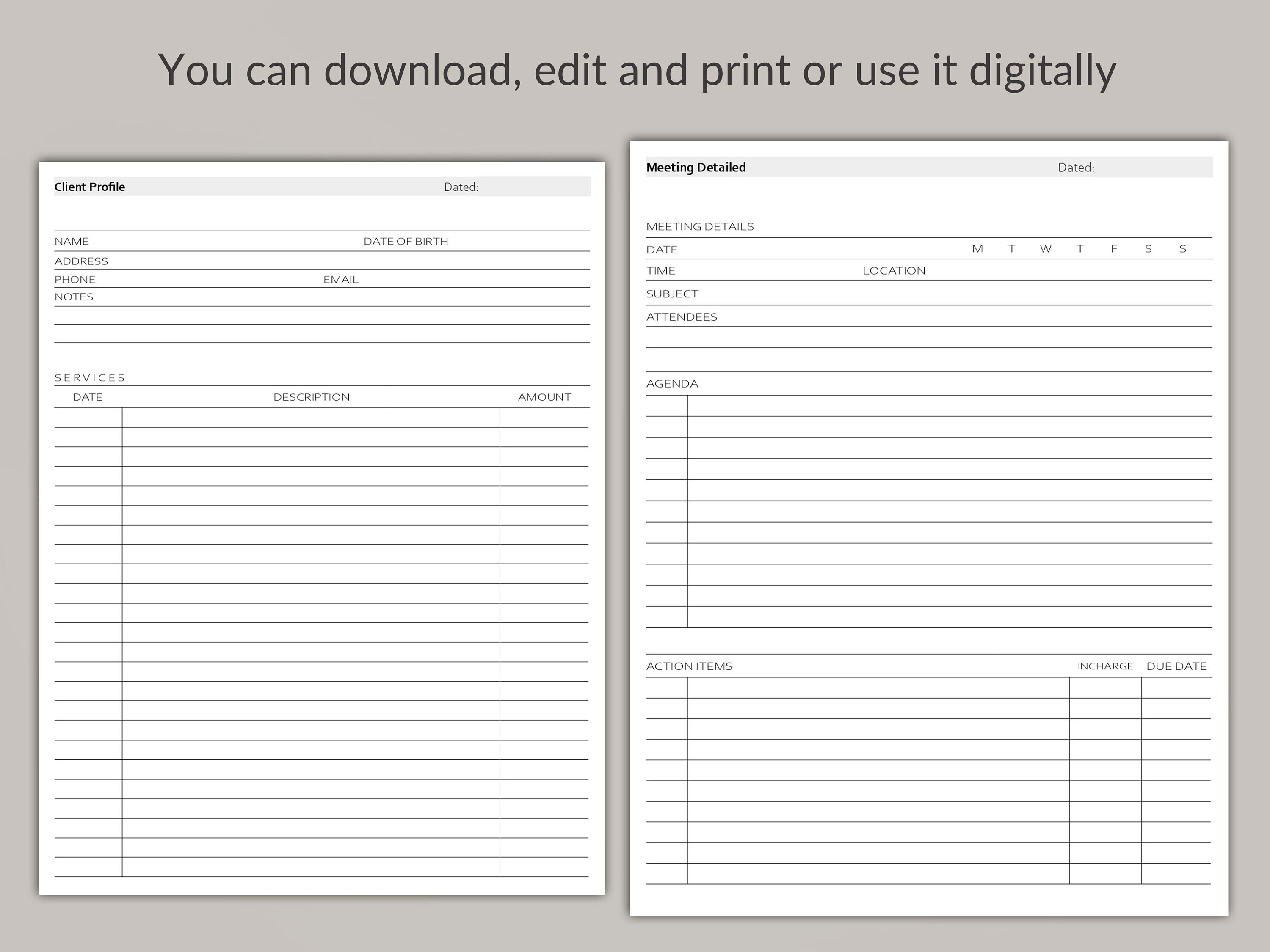 Editable Meeting Notes Template, Meeting Notes, Meeting Notes Tracker ...