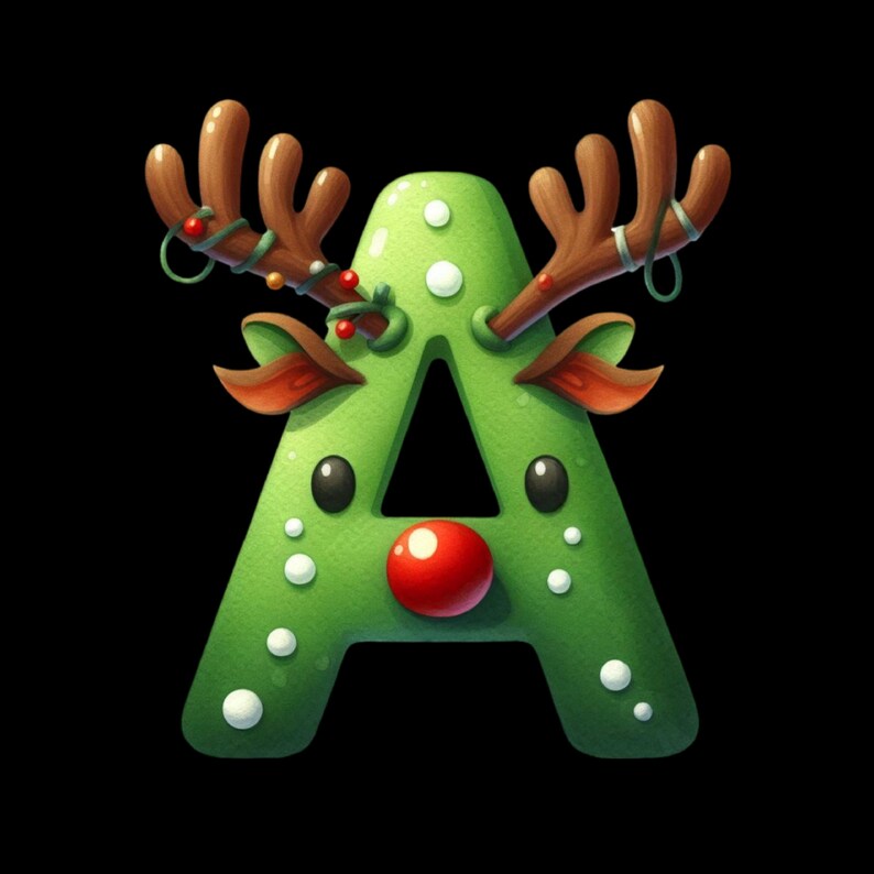 Christmas Reindeer Alphabet Clipart Bundle: Festive PNG Font (digital ...