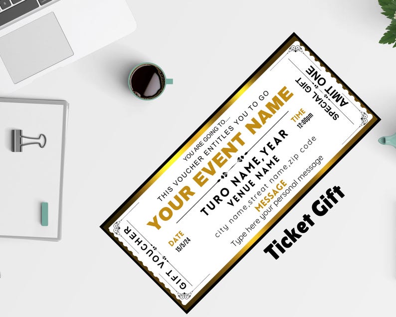 Editable Event Ticket Template: Printable Gift, Concert, Surprise ...
