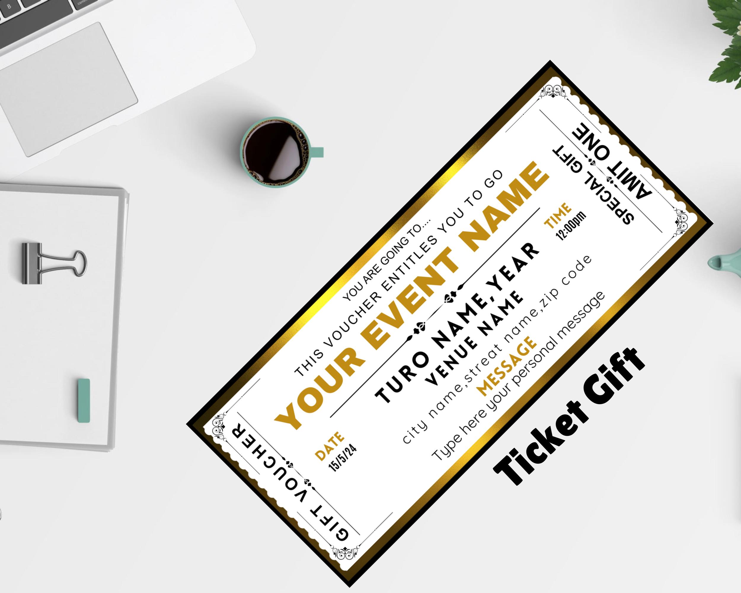 Event Ticket Template, Editable Event Ticket Template,printable Ticket,gift Ticket,concert ...