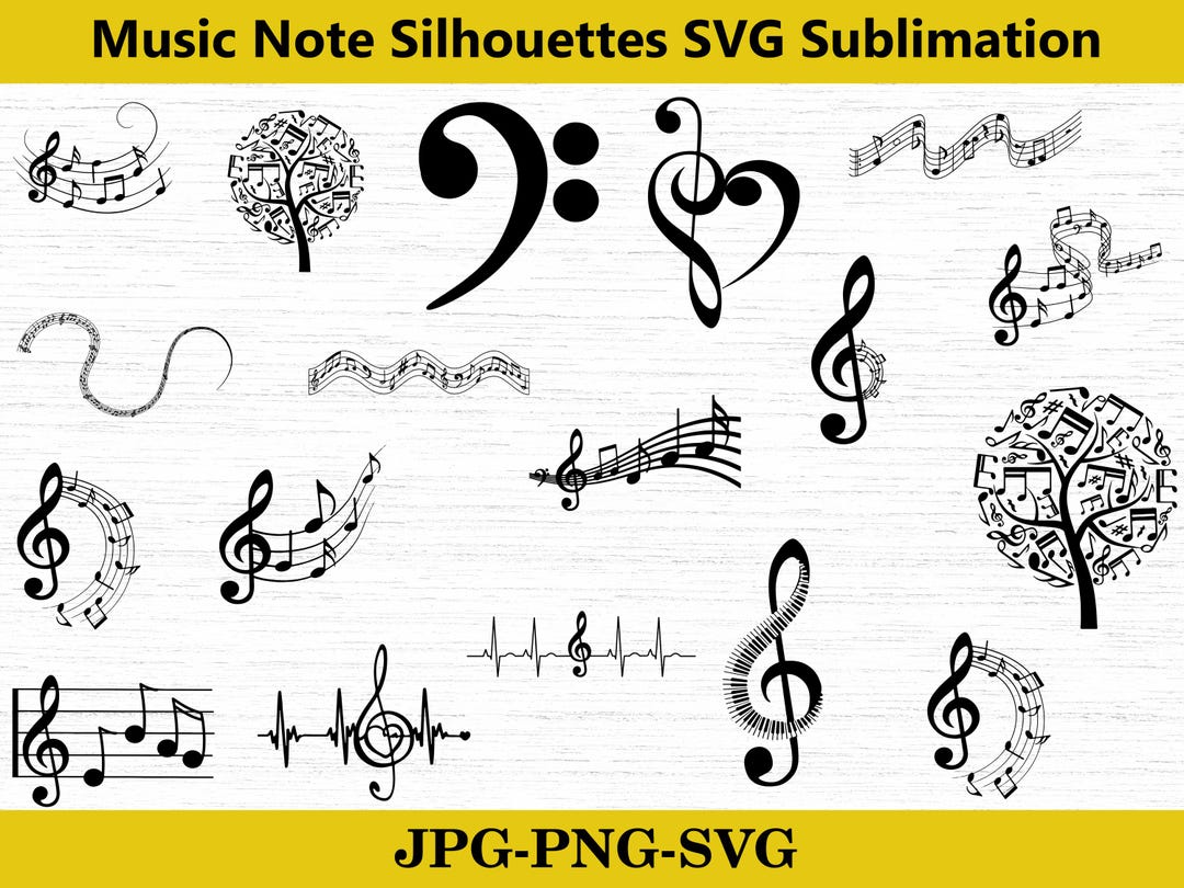 Music Note Silhouettes Svg,music Lover Svg Bundle,music Notes Svg ...