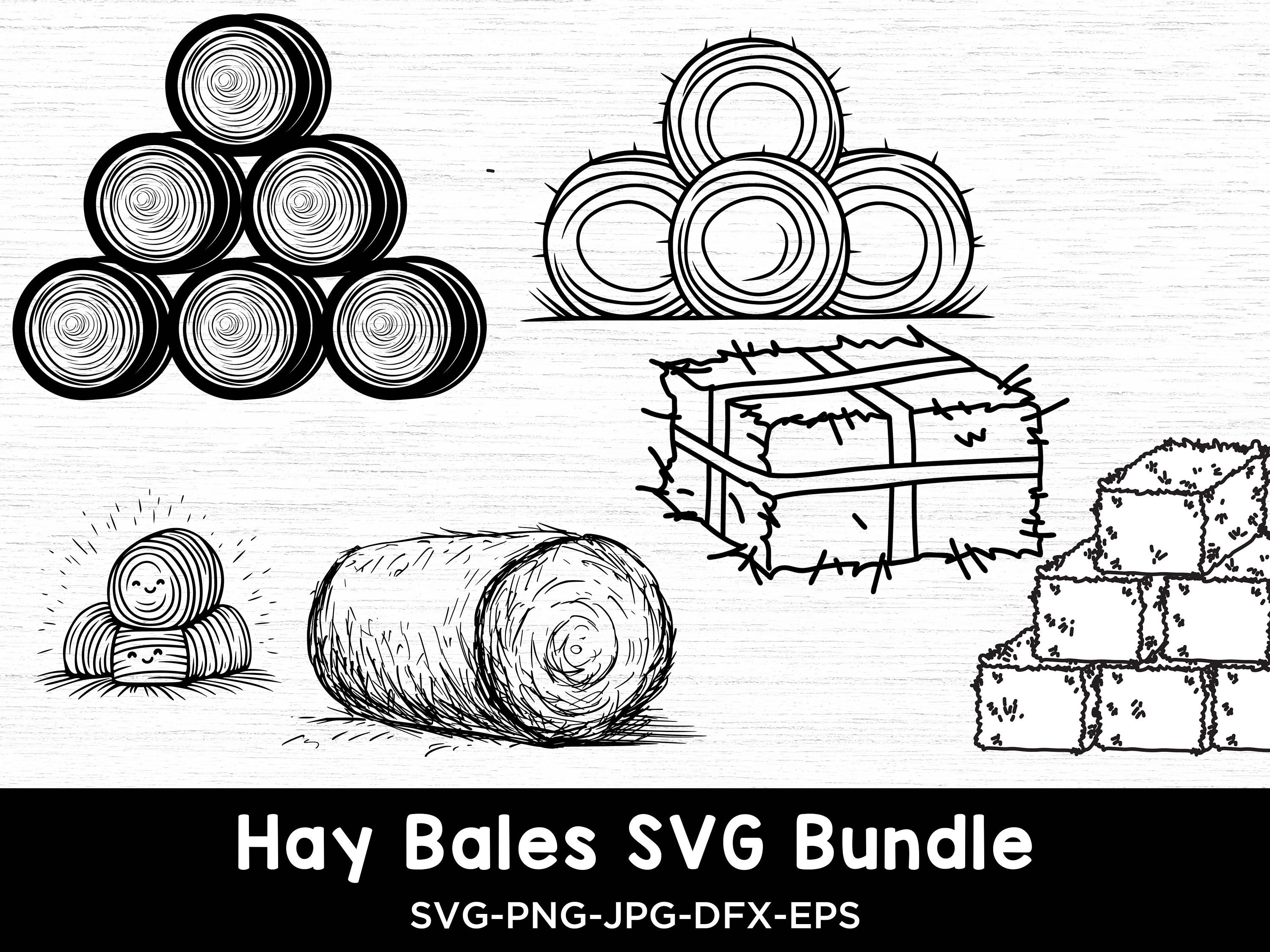 Hay Monogram, Bales Clipart, Hay Bale Silhouette, Hay Bales SVG Bundle ...