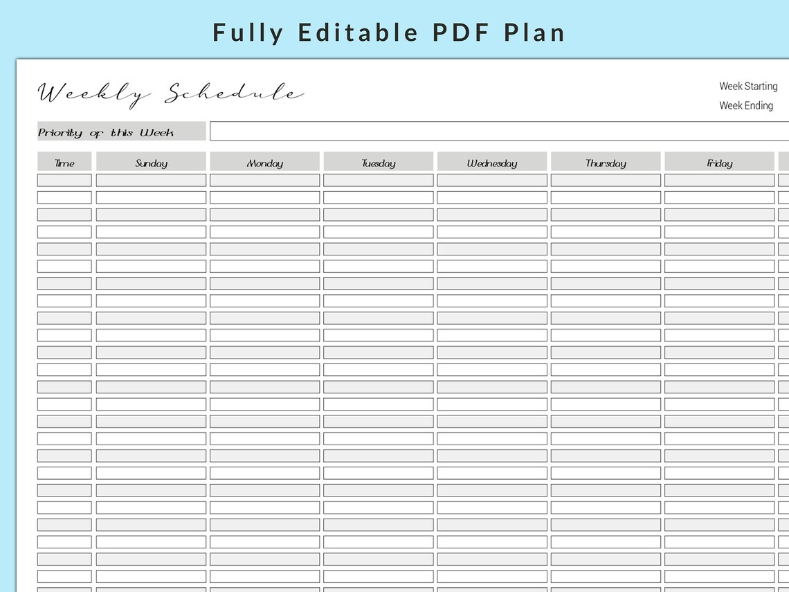 Weekly Time Blocking Planner, Weekly Time Block, Weekly Time Sheet ...