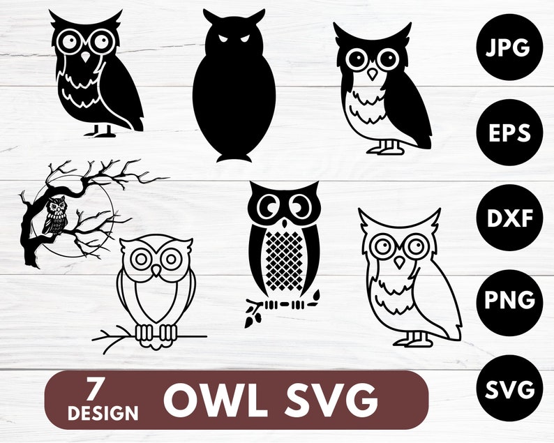 SVG Owl Bundle, Bird Silhouette Vector Graphics (png, Jpg, Eps, Dfx ...