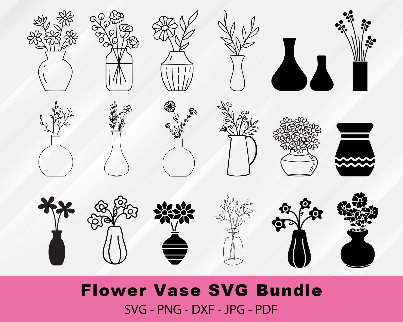 Flower Vase Svg Bundle, Flower Vase Svg, Flower Bouquet Svg, Vase Svg ...