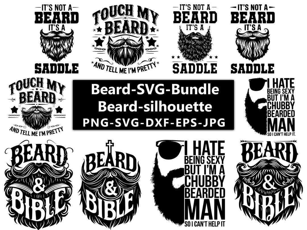 Beard Silhouette SVG Bundle: Father's Day Clipart (cut Files) - Etsy