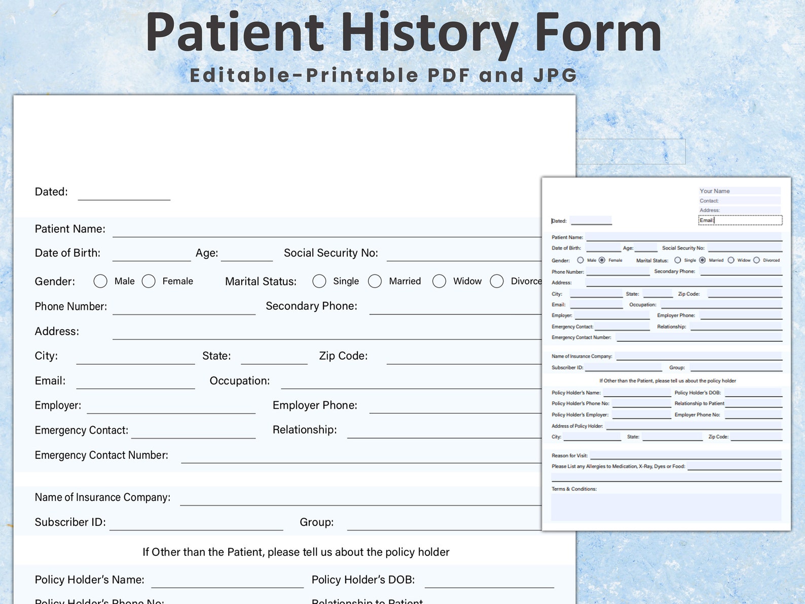Editable New Patient Registration Form, Patient Registration Form ...