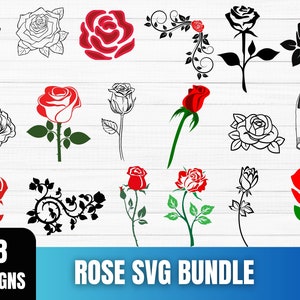ROSE SVG Bundle, Rose SVG, Rose Clipart, Rose Cut File, Roses Svg, Rose ...