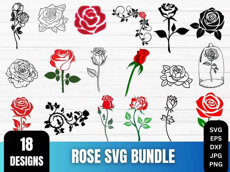 ROSE SVG Bundle, Rose SVG, Rose Clipart, Rose Cut File, Roses Svg, Rose ...