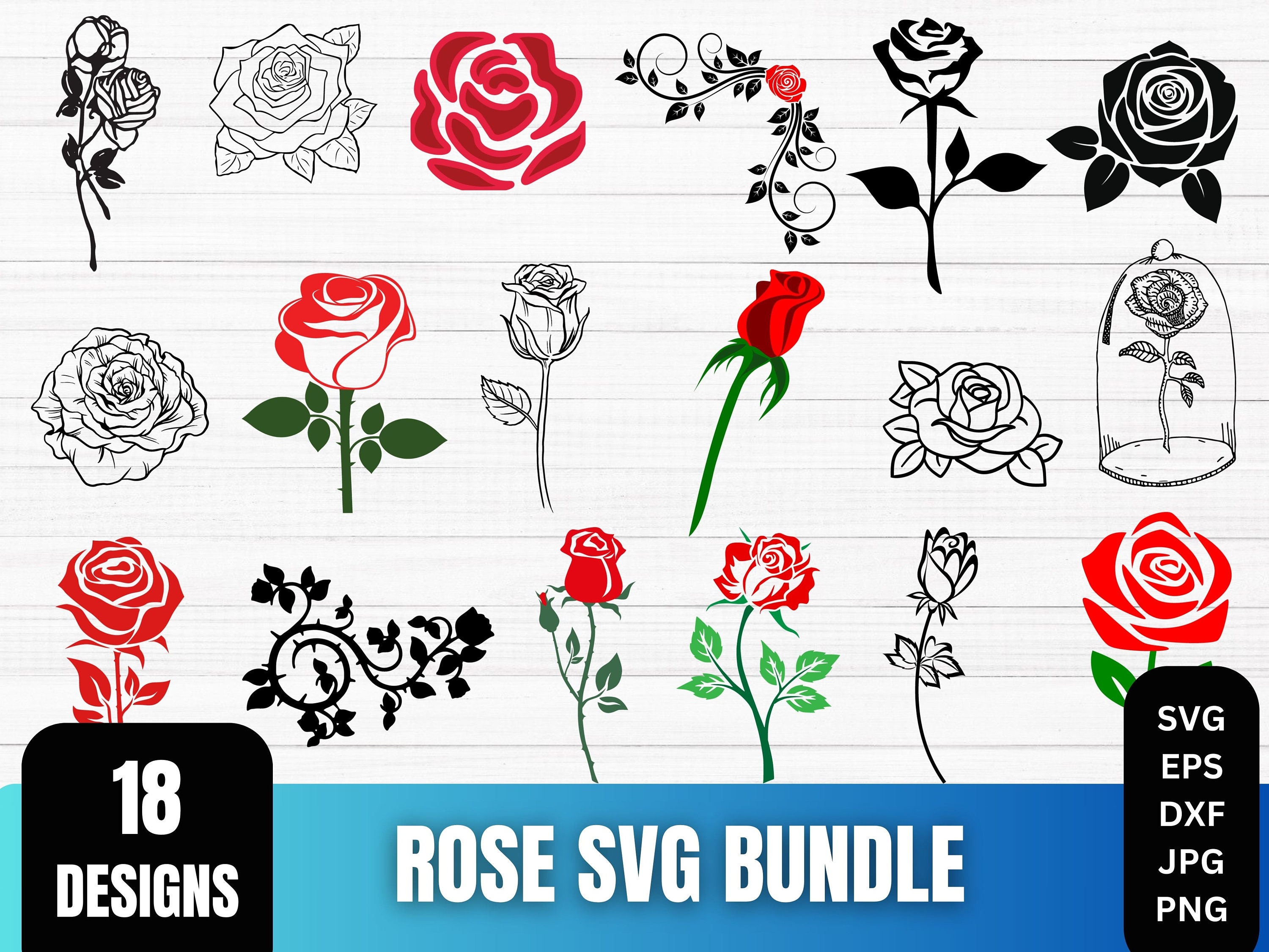 ROSE SVG Bundle, Rose SVG, Rose Clipart, Rose Cut File, Roses Svg, Rose ...