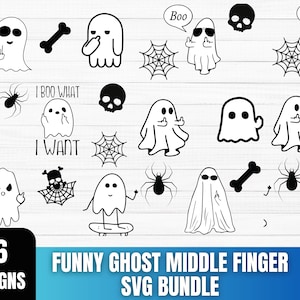 Funny Ghost Middle Finger SVG Bundle, Halloween Cricut Cut File - Etsy