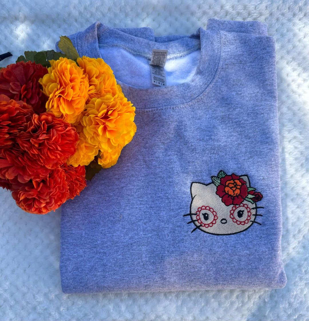 Dia De Los Muertos Hello Kitty Embroidered Sweatshirt - Etsy