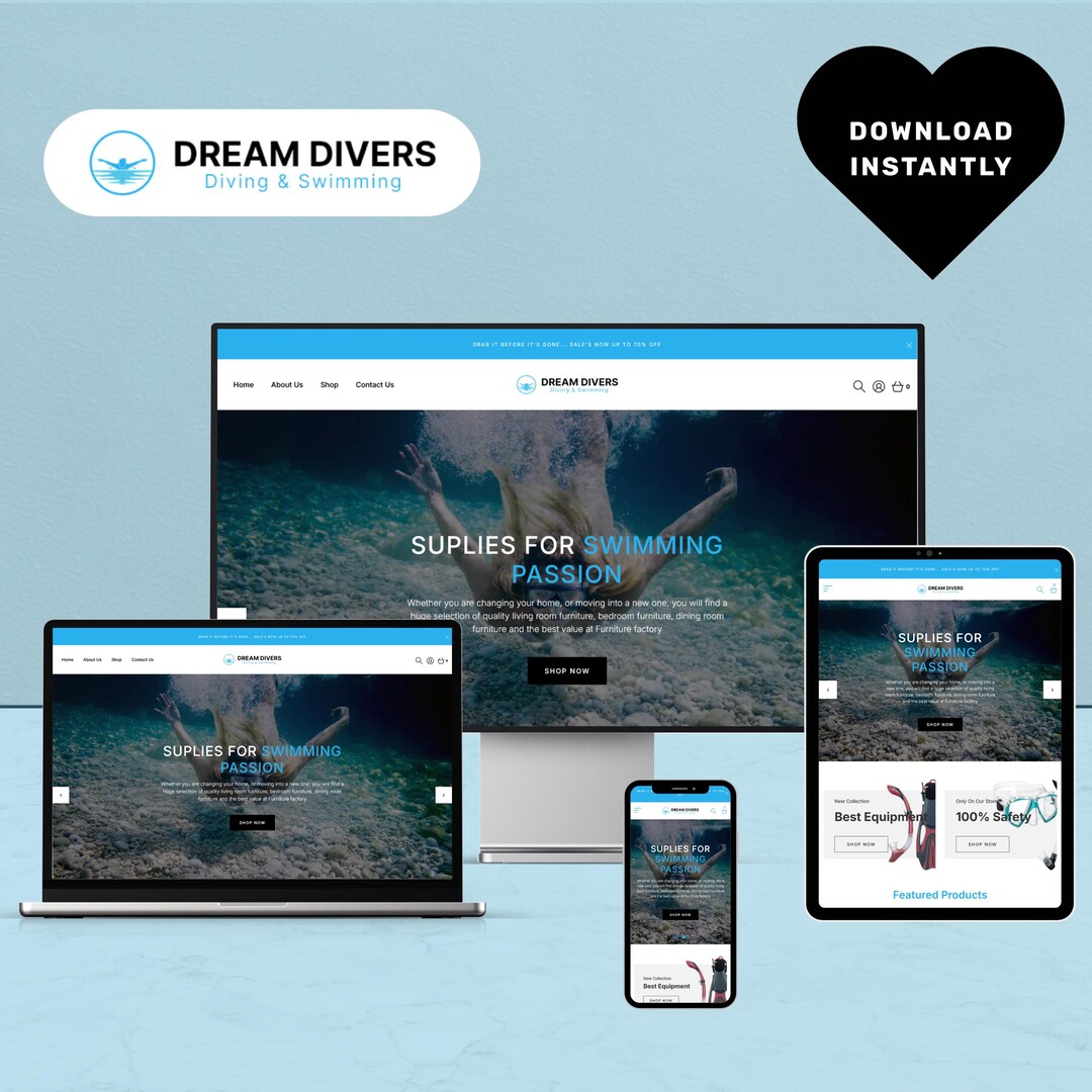 Diving & Swimming Shopify Theme | Water Sports Store Template | Swim ...