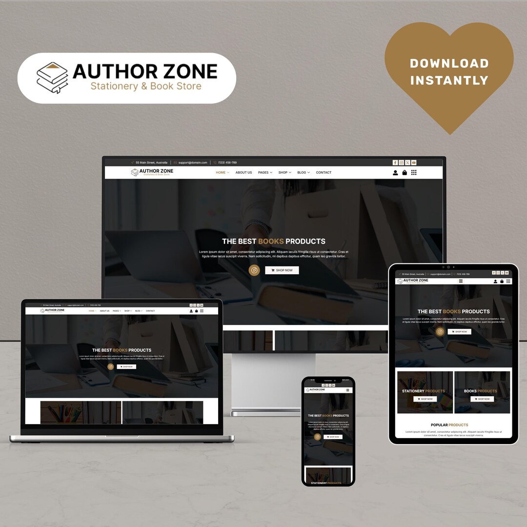 Stationery & Book Store Wordpress Template | Woocommerce Elementor Theme for Books, Office, and ...