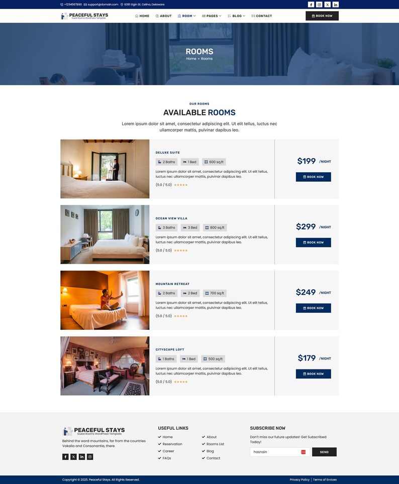 Hotel & Resort Wordpress Template | Guest Room Booking Elementor Theme ...