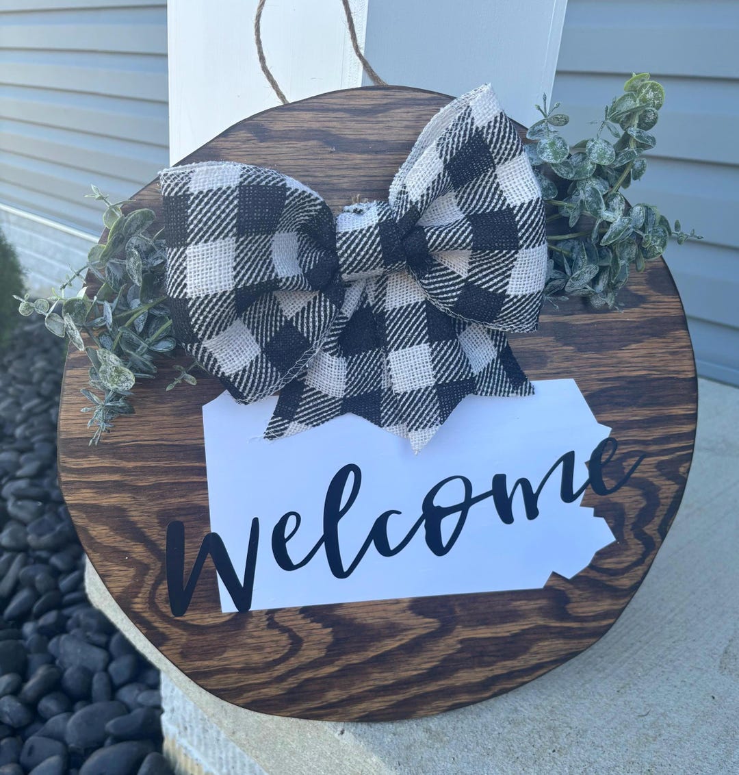 US State Welcome Sign, Your Home State, Door Decor, Front Door Wreath ...