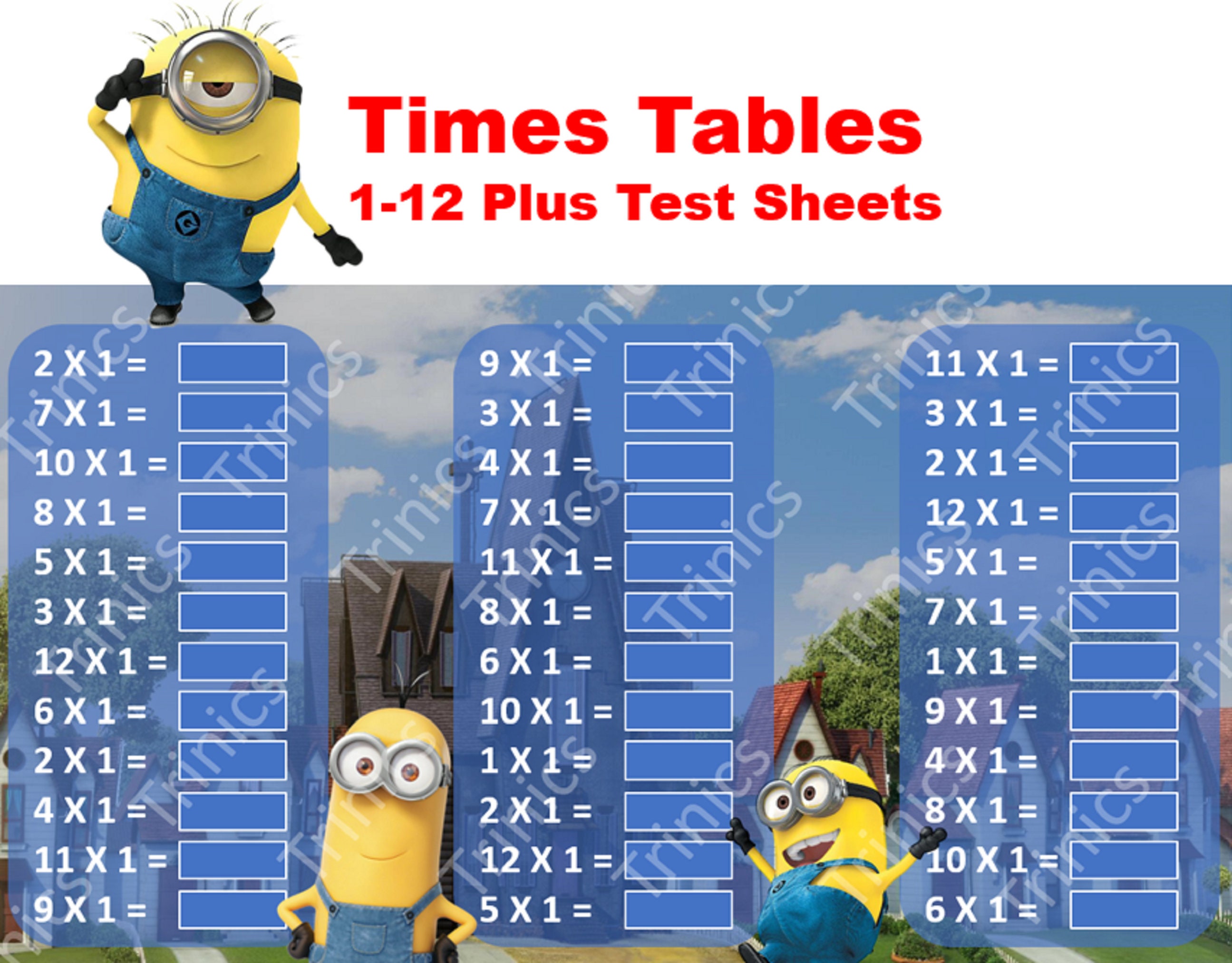 Times Tables Multiplication Printable With BONUS Exercise - Etsy