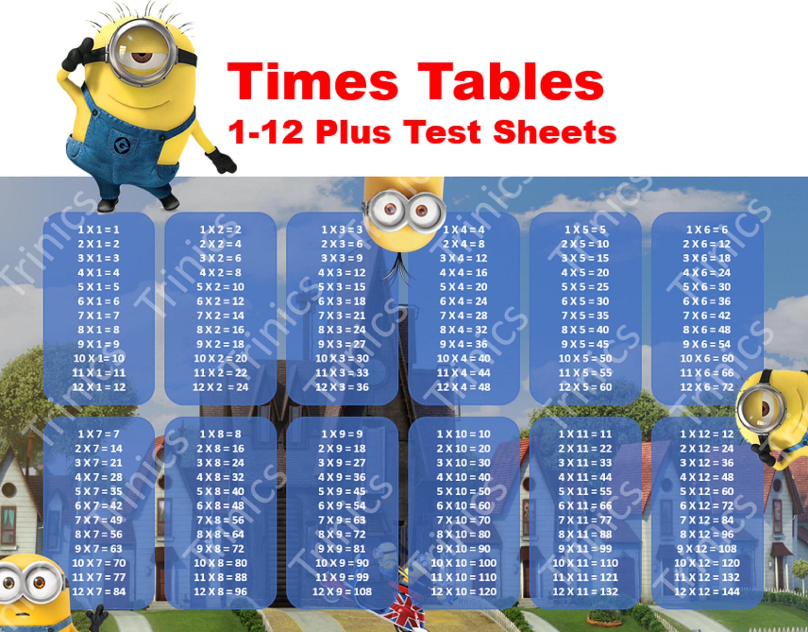 Times Tables Multiplication Printable With BONUS Exercise - Etsy