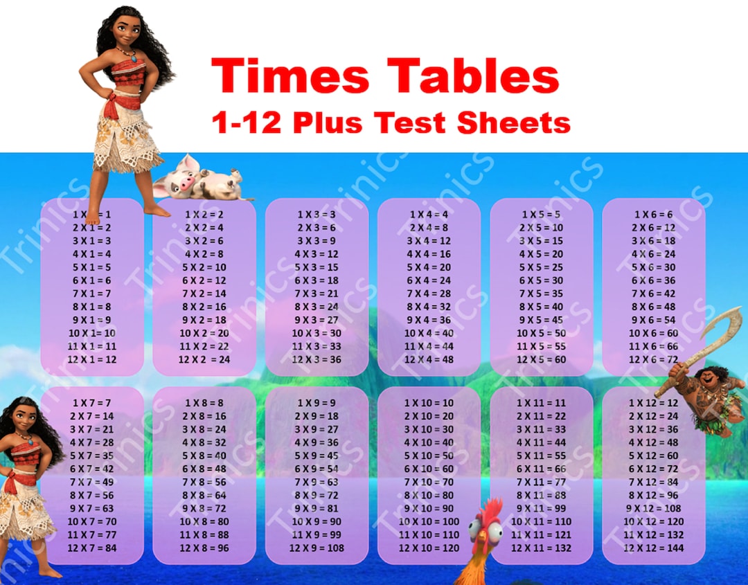 Times Tables Multiplication Printable With BONUS Exercise - Etsy